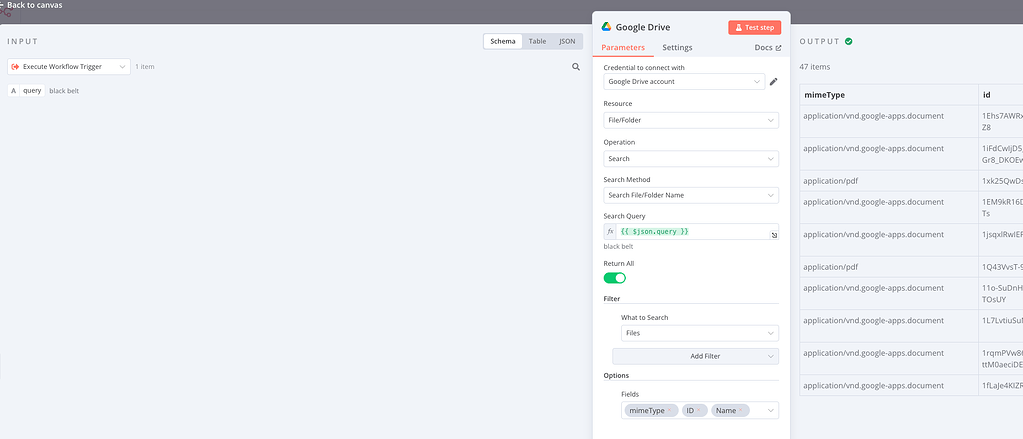 Google Drive Execute Workflow Trigger Test Shows Different Results
