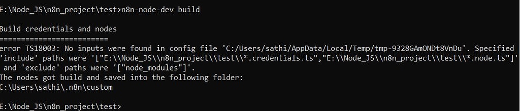 Not able to create custom node (error TS18003) - Questions - n8n Community