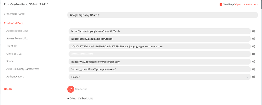 No refresh token (Google Big Query OAuth2) - Questions - n8n Community