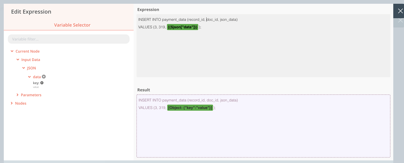 Postgresql INSERT Issue JSONB ions N8n
