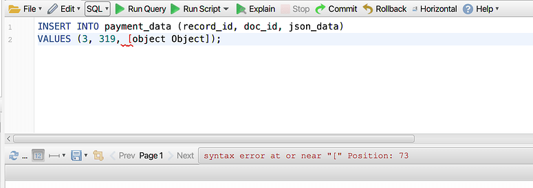 Postgresql INSERT Issue JSONB ions N8n