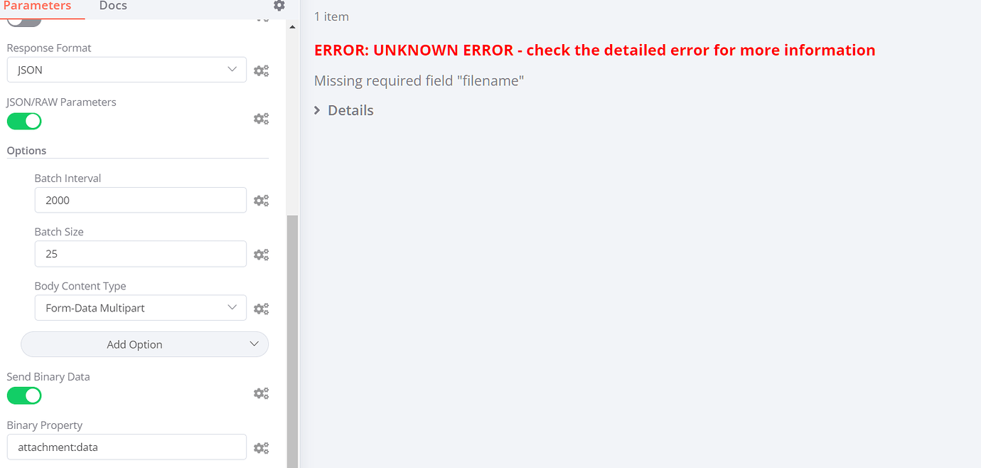 NodeOperationError: No binary data property "fileName" does not exists on item! - Questions ...