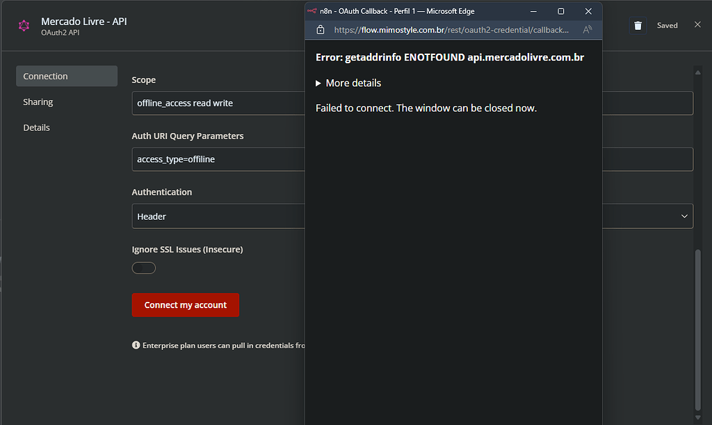 Error: getaddrinfo ENOTFOUND api.mercadolivre.com.br - Questions - n8n Community
