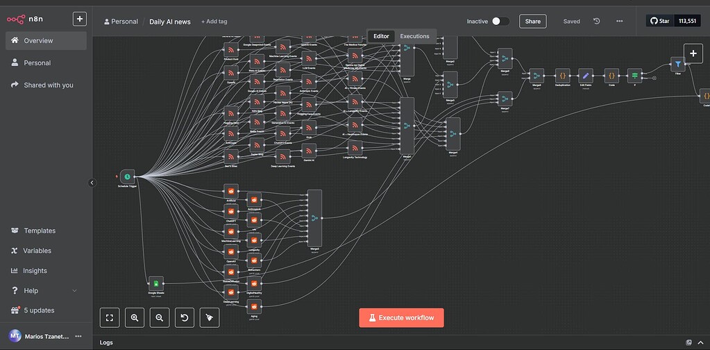 Problem Filtering New RSS Items with Code Node and Google Sheets Input (Multiple Inputs ...