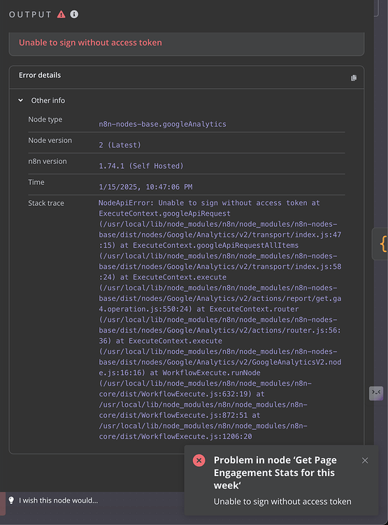 Unable to sign without access token - OAuth Google - Getting Started with n8n - n8n Community