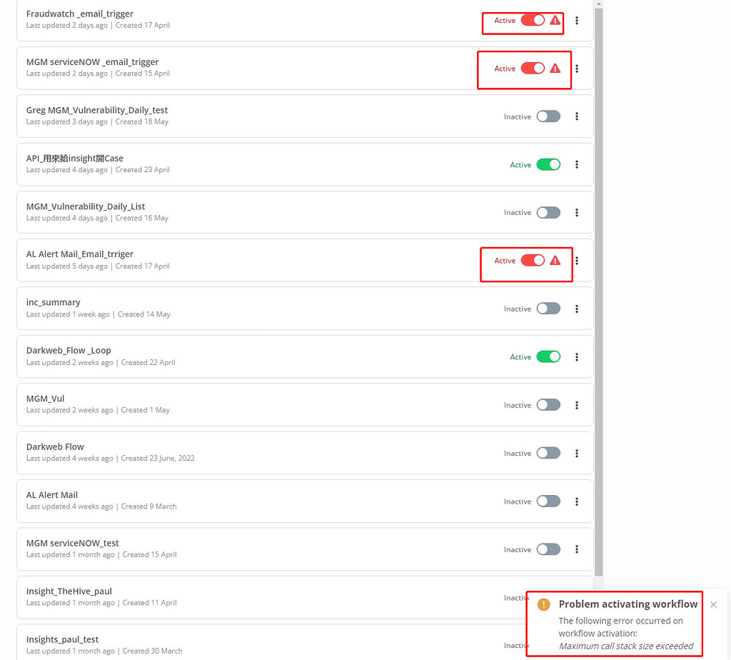 After the workflow setting node Email_trigger_IMAP runs normally for a few days, an error as ...