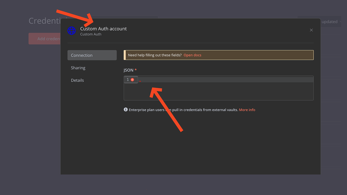 Custome Credentials json example - Questions - n8n Community