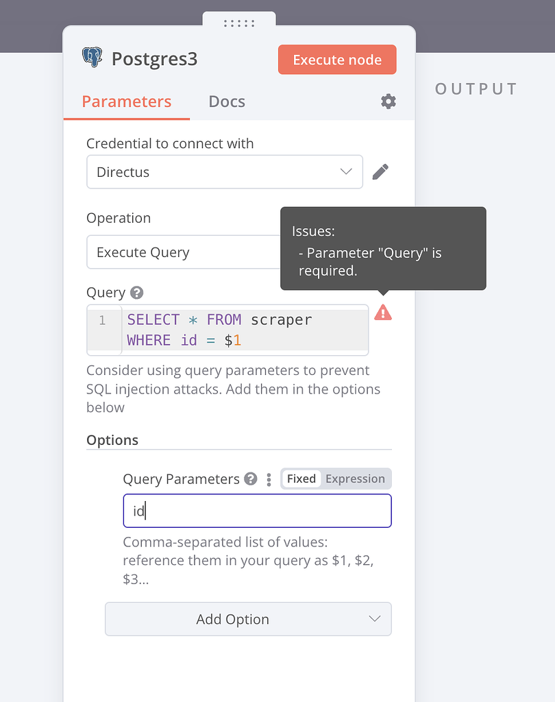 Query is required in postgres node - Questions - n8n Community