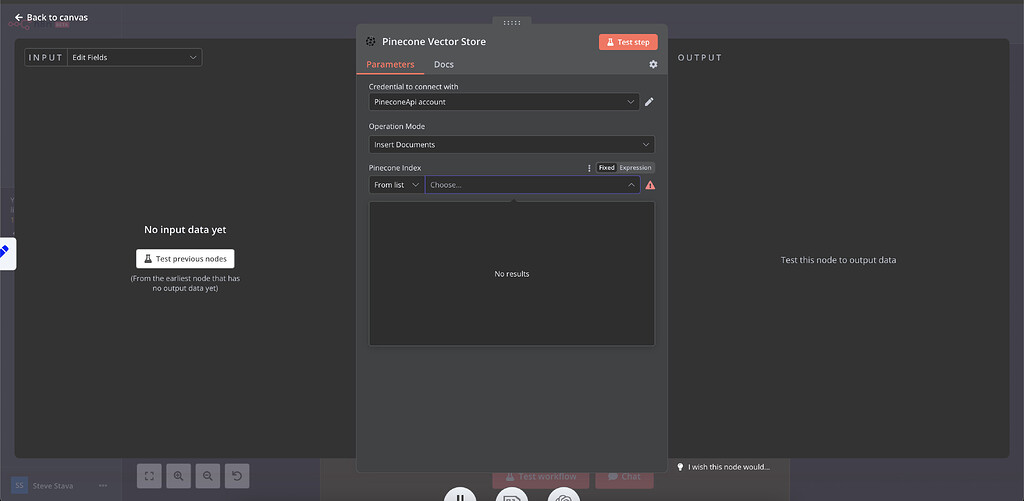 Pinecone Vector Store - No result for index list - Questions - n8n Community