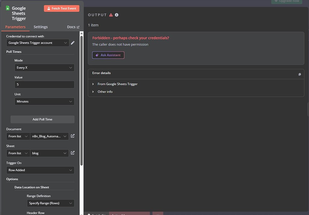 How can i fix Google Sheet Triggers error credentials? - Questions - n8n Community