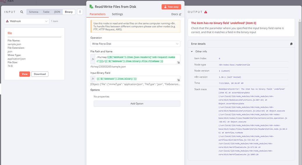Postman to N8N - Binary file upload and write to local FS - Questions - n8n