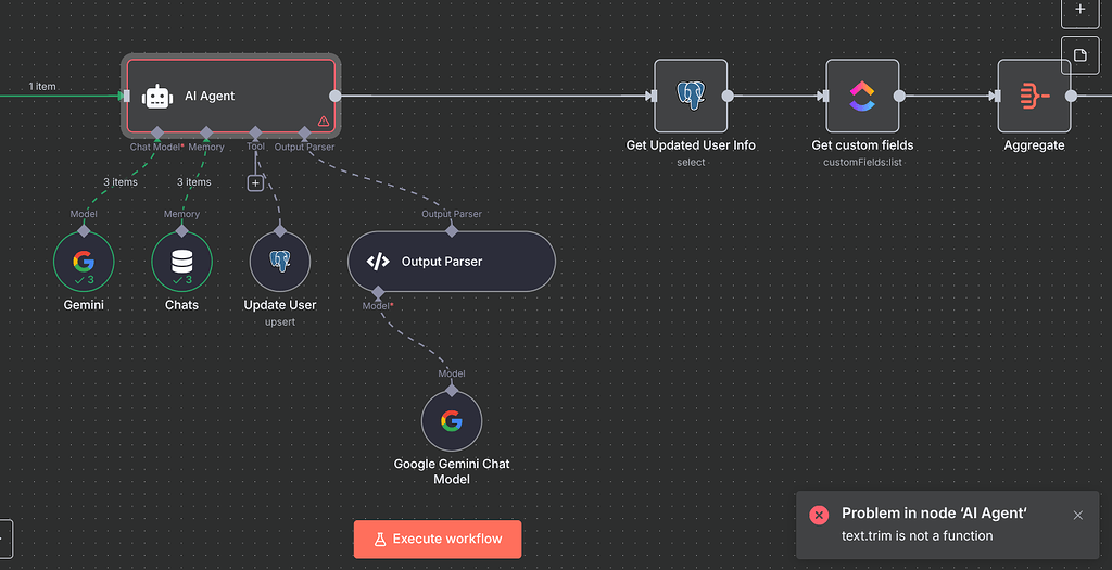 Getting "text.trim is not a function" error in AI Agent node - Questions - n8n Community