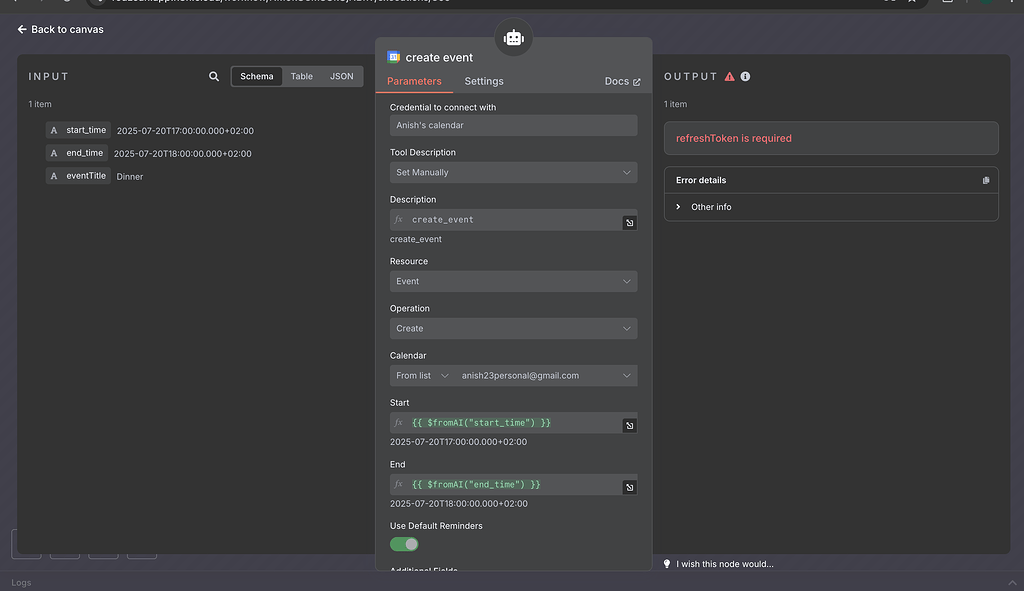 Google calendar credentials not working properly - Questions - n8n Community