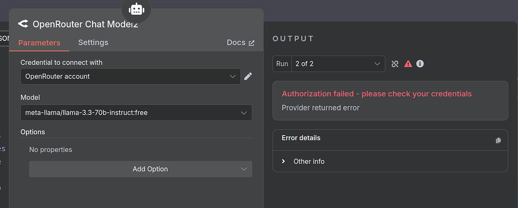 Issues using OpenRouter Chat Model node – "Provider returned error" & workflow failing ...