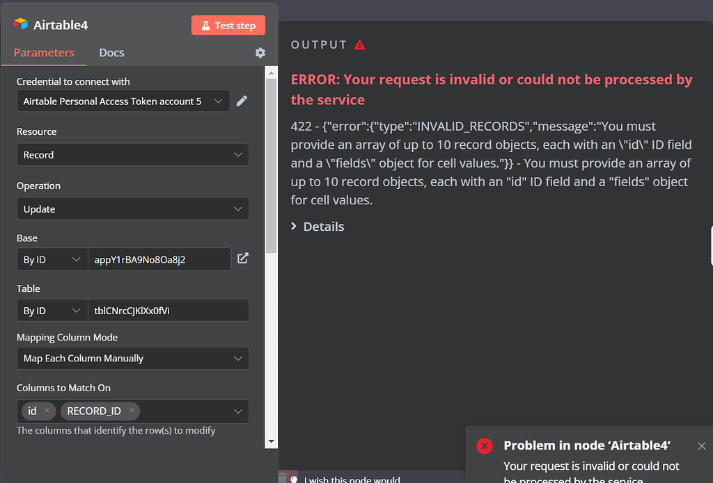 Need Help with airtable update node - Questions - n8n Community