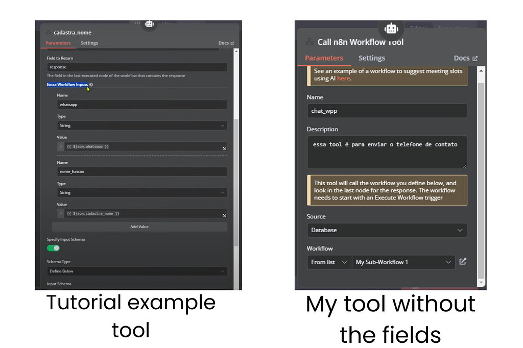 Doubt AI Agent: Tool: Call n8n Workflow Tool - Questions - n8n Community