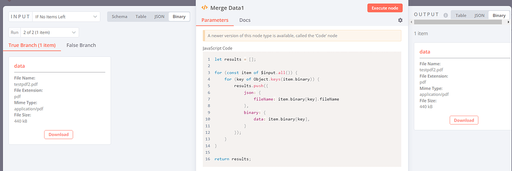 How to merge Files from Split-in-Batches Node into One to send in a Mail? - Questions - n8n ...