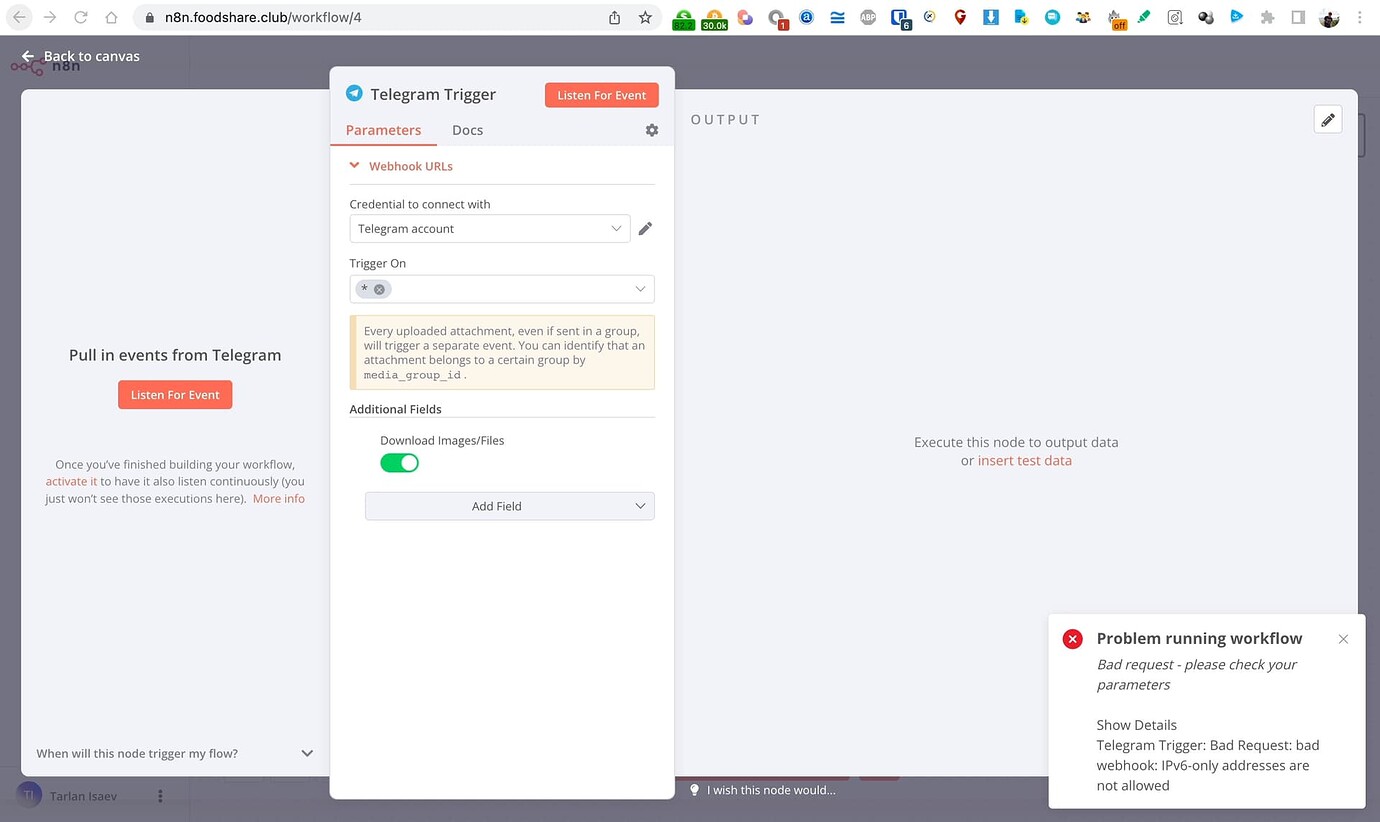The Telegram trigger isn't triggered - Questions - n8n