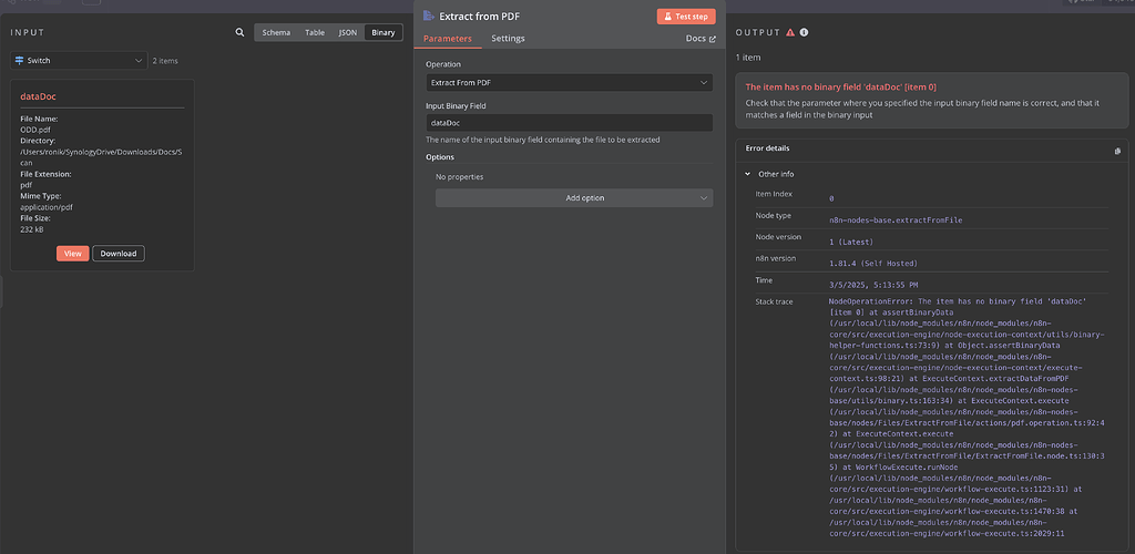Binary extract error after merge two files - Questions - n8n Community