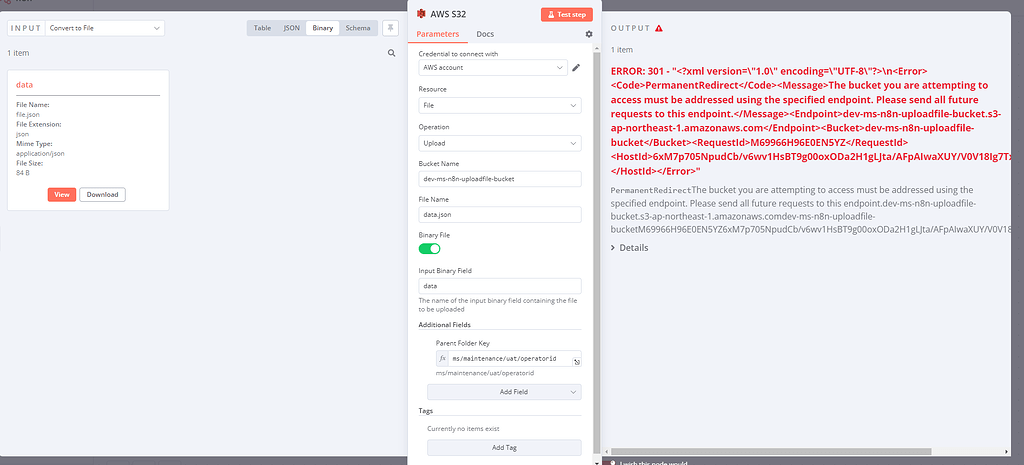 Error 301: The bucket you are attempting to access must be addressed using the specified ...