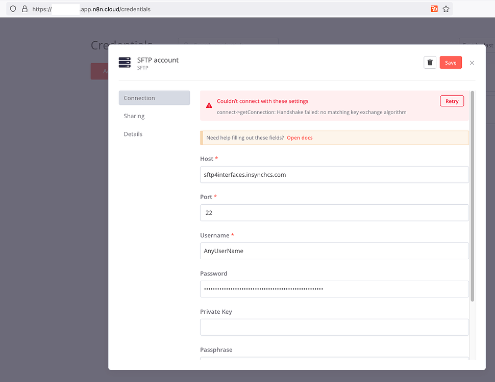 SFTP: connect->getConnection: Handshake failed: no matching key exchange algorithm - Feature ...