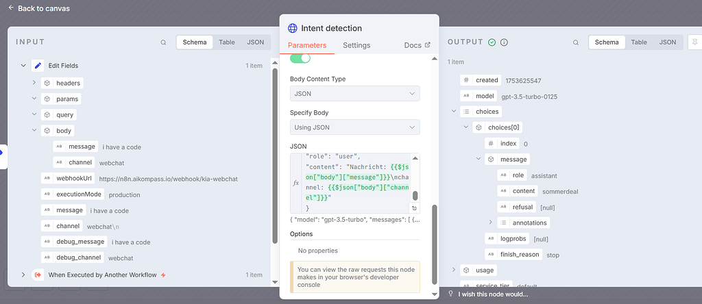 No Output for Message/Channel in OpenAI Intent Detection Node (Expressions Correct, No Error ...