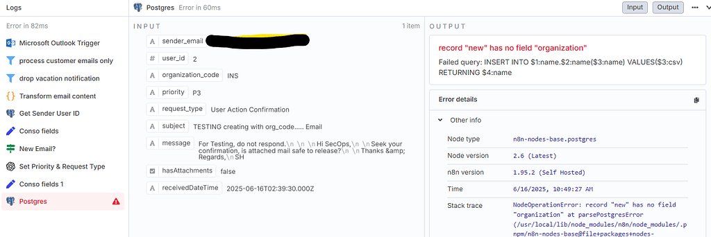 N8n insert postgre node is not executing the query with new column name - Questions - n8n Community