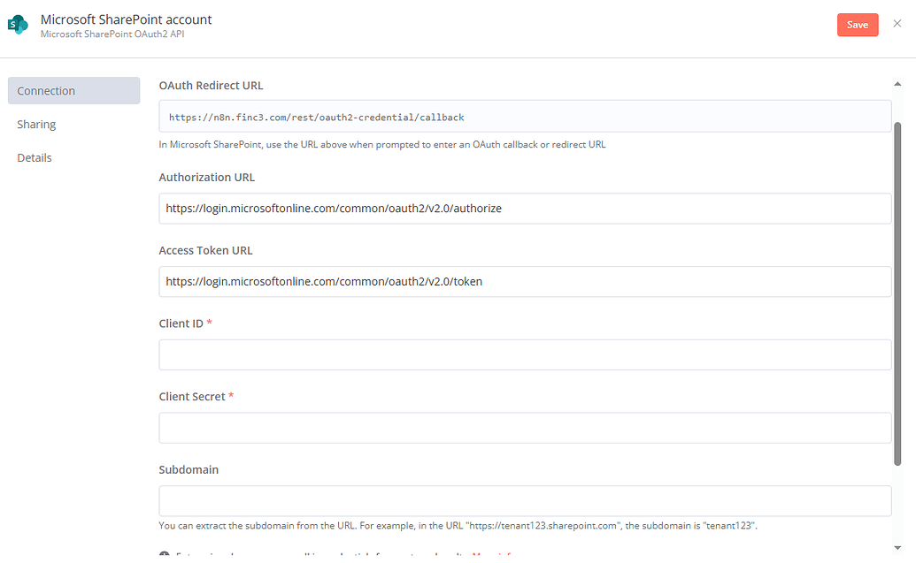 Setting up Microsoft SharePoint OAuth2 API Credentials - Questions - n8n Community