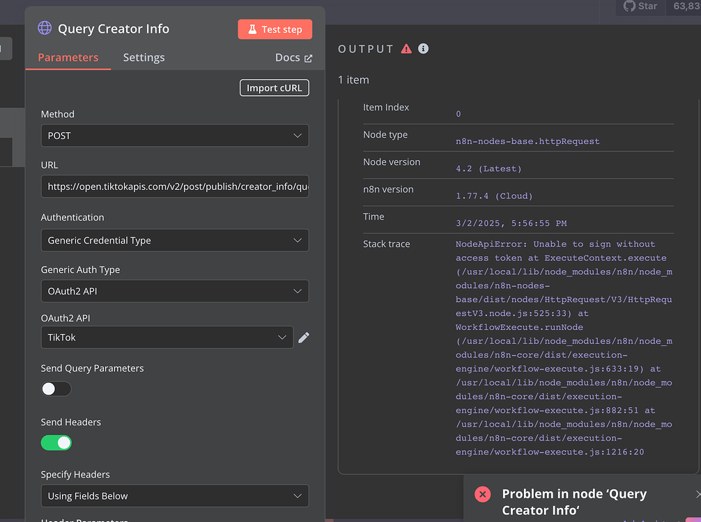 Error while trying to access TikTok API OAuth2 credential - Questions - n8n Community