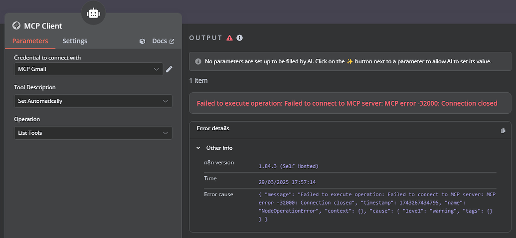 MCP Gmail Server does not connect to self-hosted n8n via Coolify - Help me Build my Workflow ...