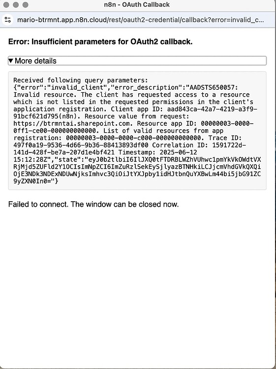 Issues creating Microsoft SharePoint OAuth2 API credentials - Questions - n8n Community