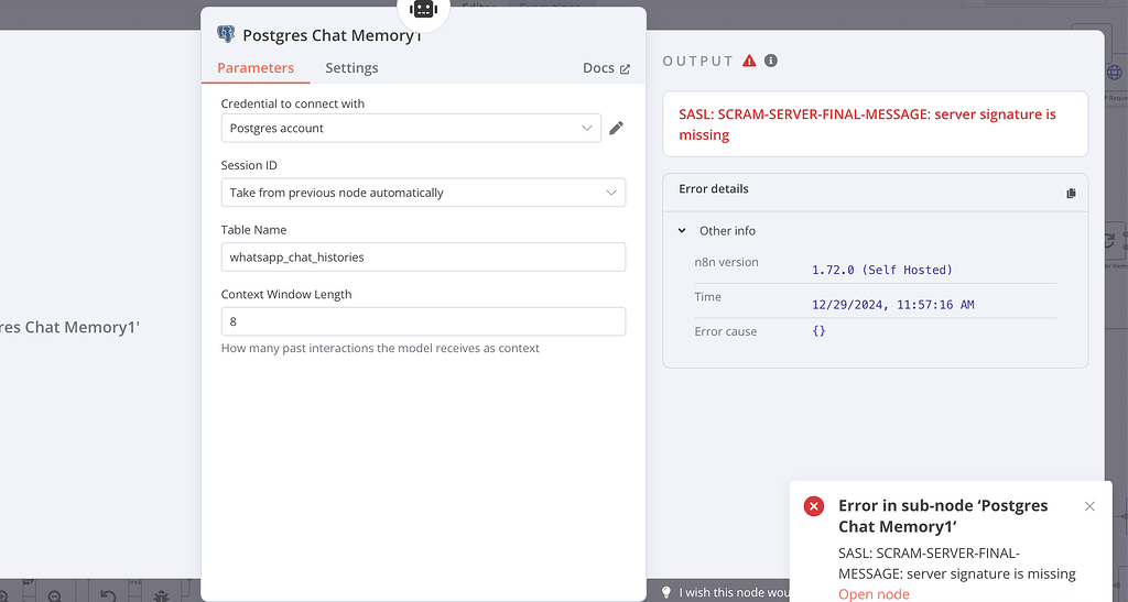 Error SASL: SCRAM-SERVER-FINAL-MESSAGE: server signature is missing on Postgres Node - Questions ...