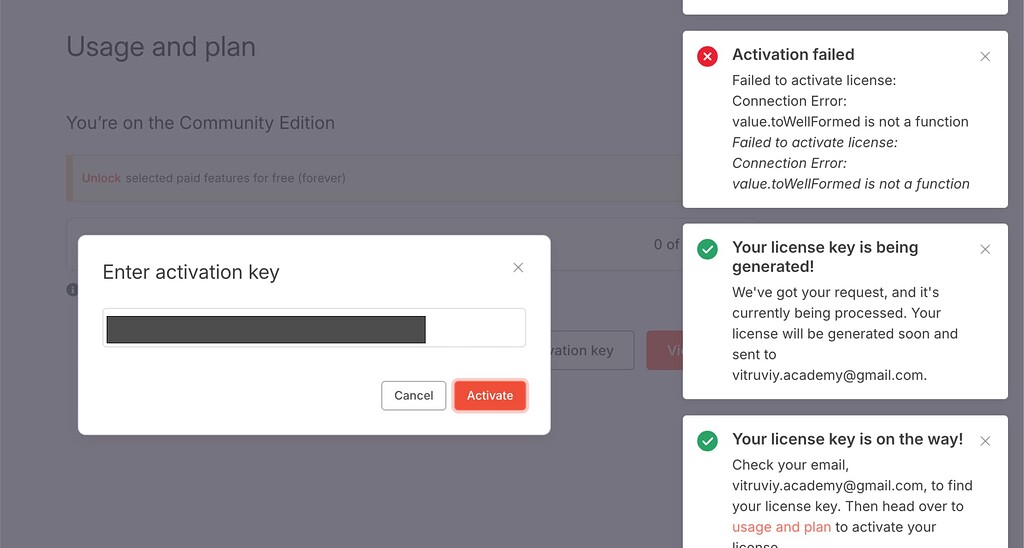 Activating by key failed - Questions - n8n Community