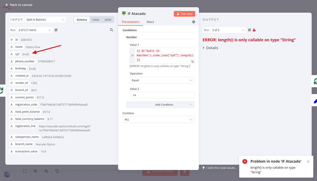 Null value causes error with .length() function - Questions - n8n Community