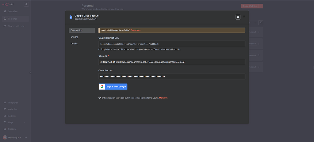 OAuth Redirect URI Issue with Google Docs on Render-Hosted n8n - Questions - n8n Community