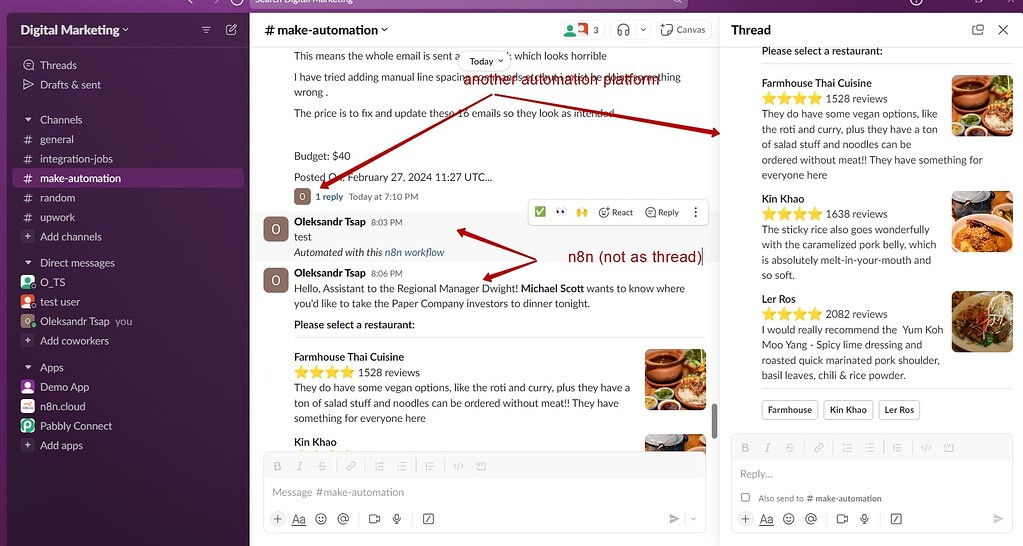 Can't make Reply to message in Slack - Known Issues - n8n Community