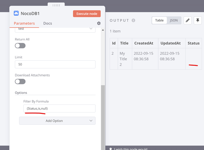 Nocodb Node With Filter For Null Value GetAll Operation ions N8n