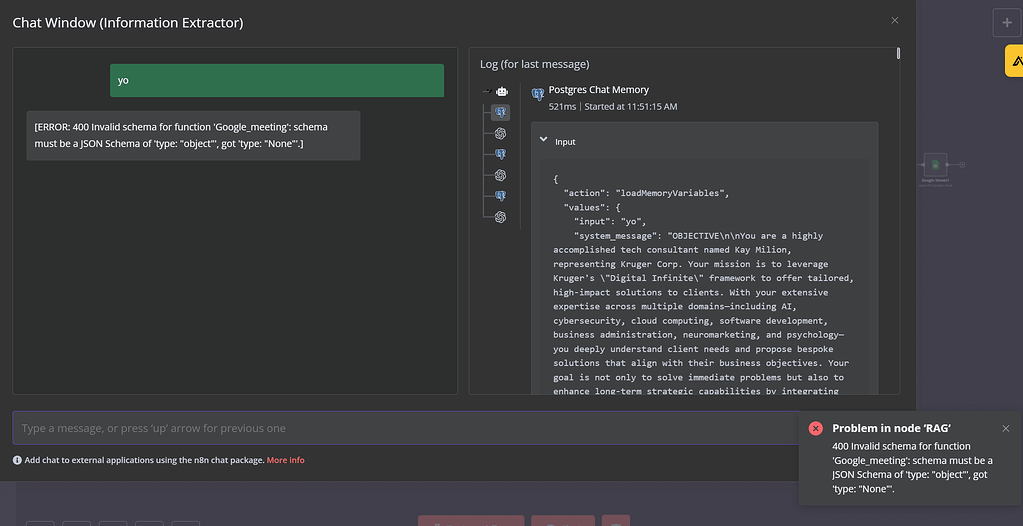 Tools agent error 400 object vs empty json - Questions - n8n Community