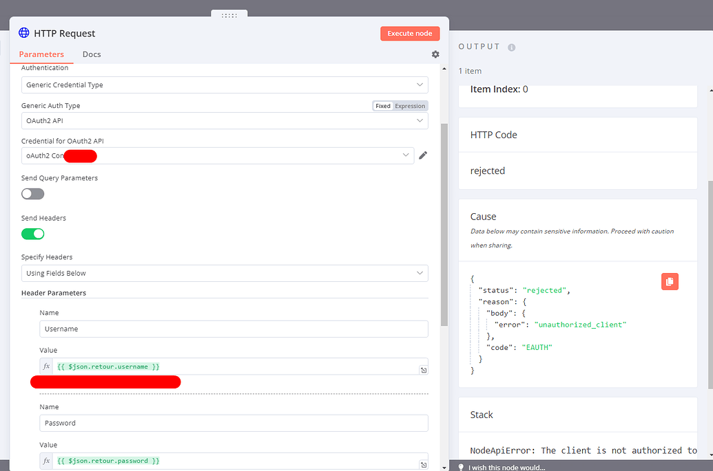 oAuth2 : Password credential HTTP Request - Questions - n8n