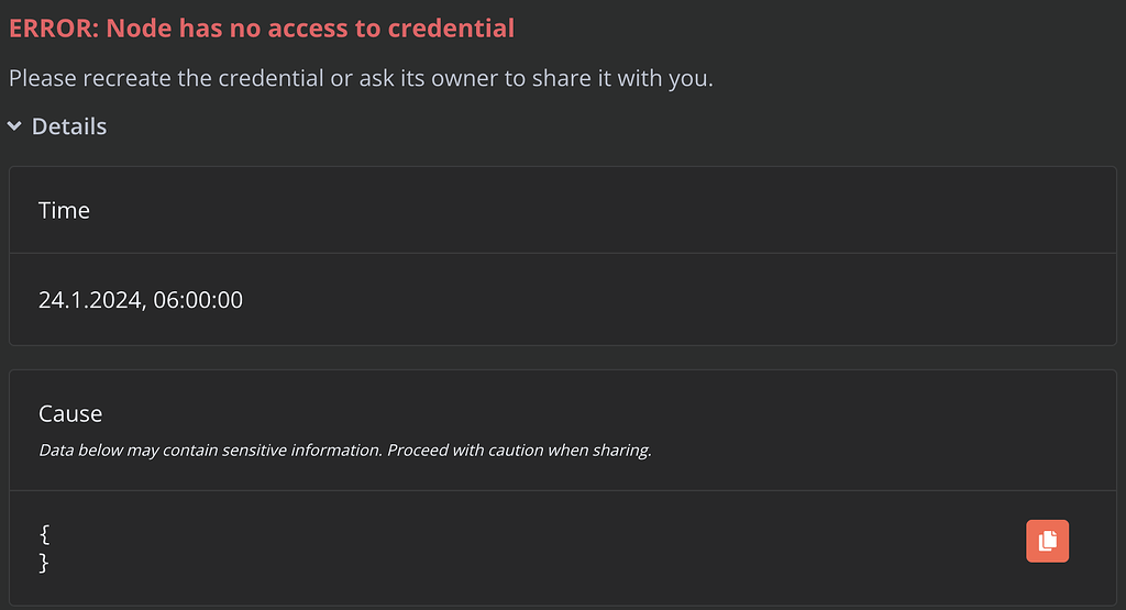 ERROR: Node has no access to credential - Questions - n8n Community