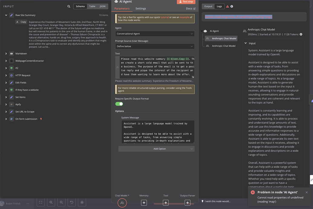 Error in AI Agent Node - Cannot read properties of undefined (reading 'map') - Questions - n8n ...