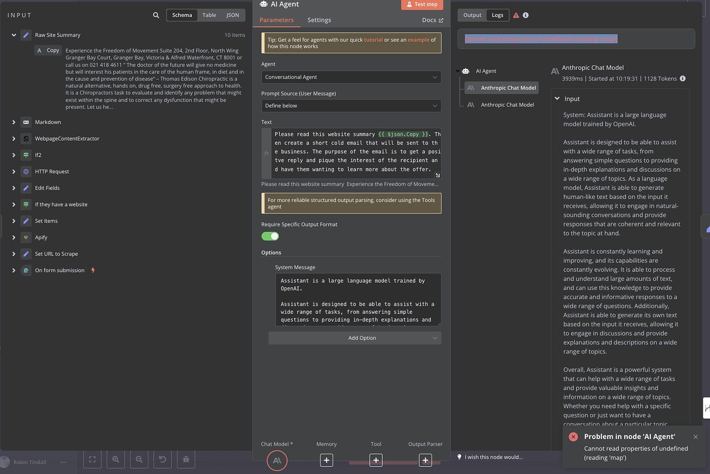 Error in AI Agent Node - Cannot read properties of undefined (reading 'map') - Questions - n8n ...