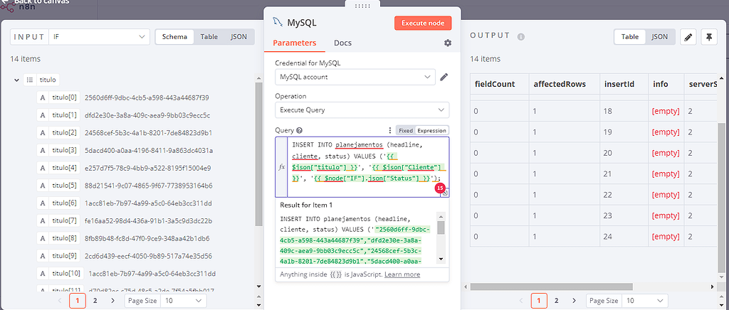 Problems separating titles from an array to save in the database - Questions - n8n Community