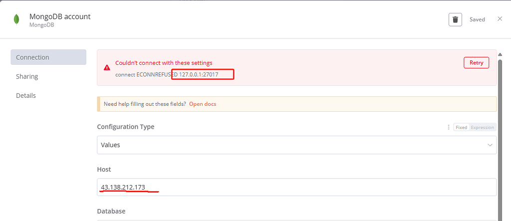 MongoDB connection issues - Questions - n8n Community