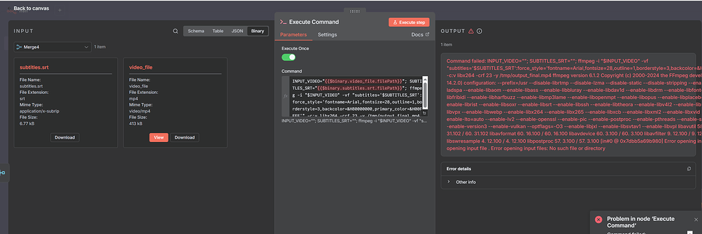 FFMPEG Execute Command Node Not Working - Questions - n8n Community