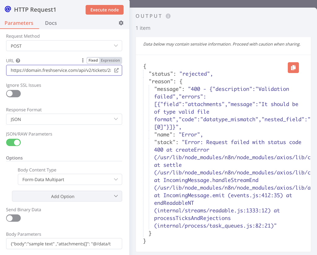 Issue With Adding Attachment In A Freshservice Note Questions N8n Community