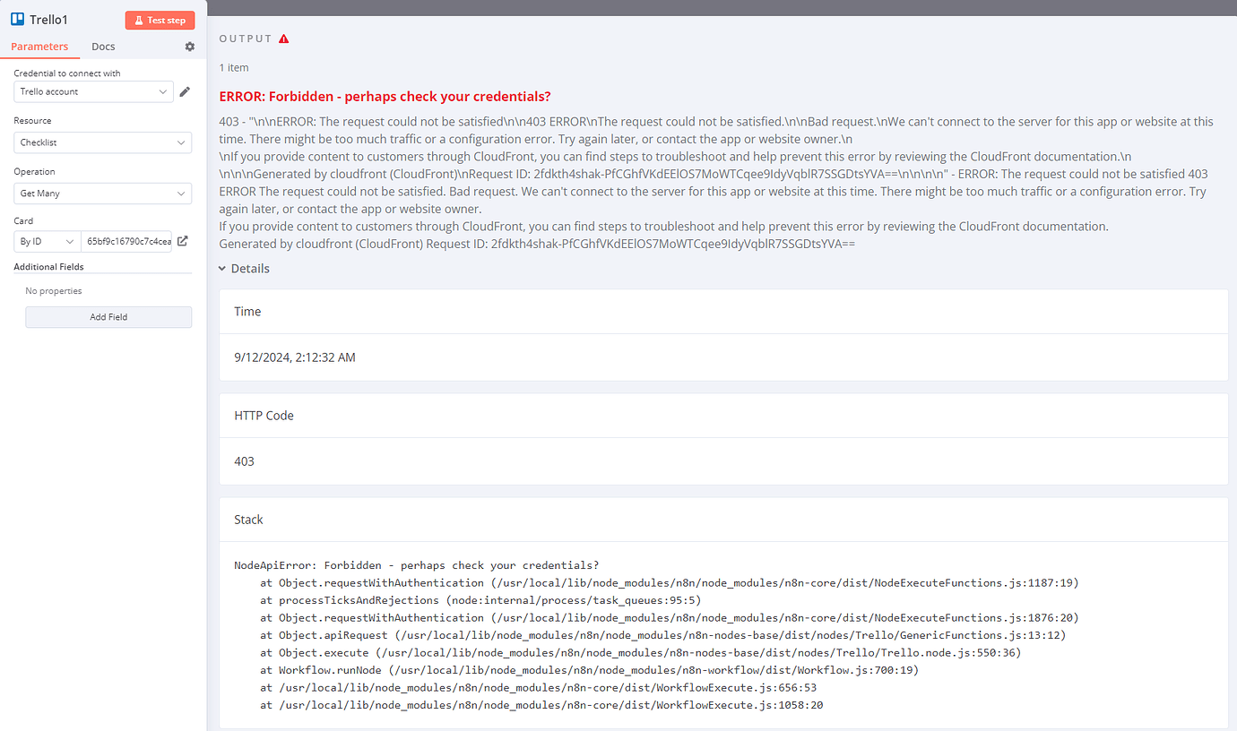 Cloudfront error when using Trello - Questions - n8n Community