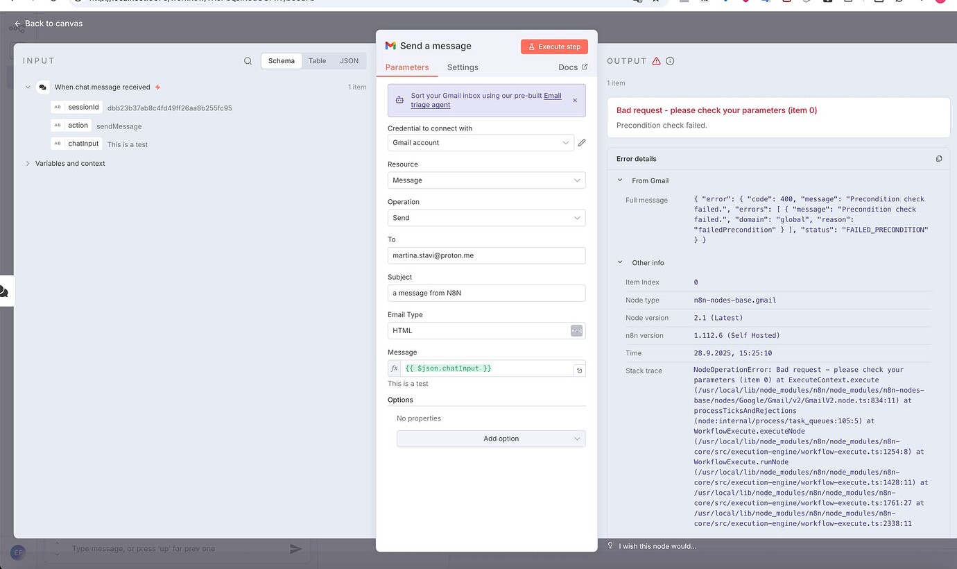 NodeOperationError: Bad request - please check your parameters (item 0) - Questions - n8n Community