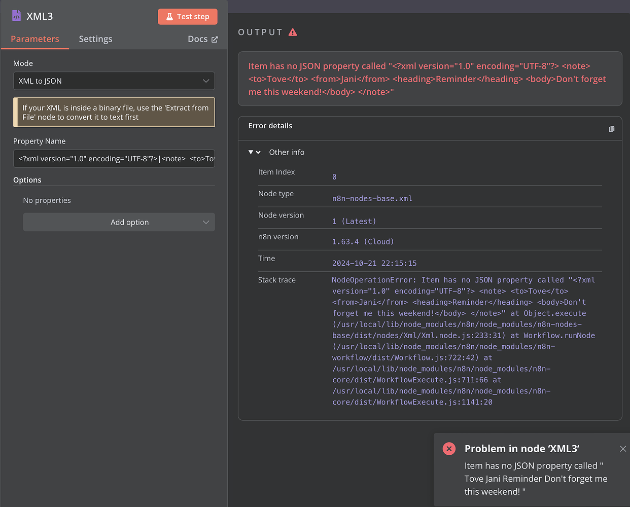 XML to JSON dosent work - Questions - n8n Community