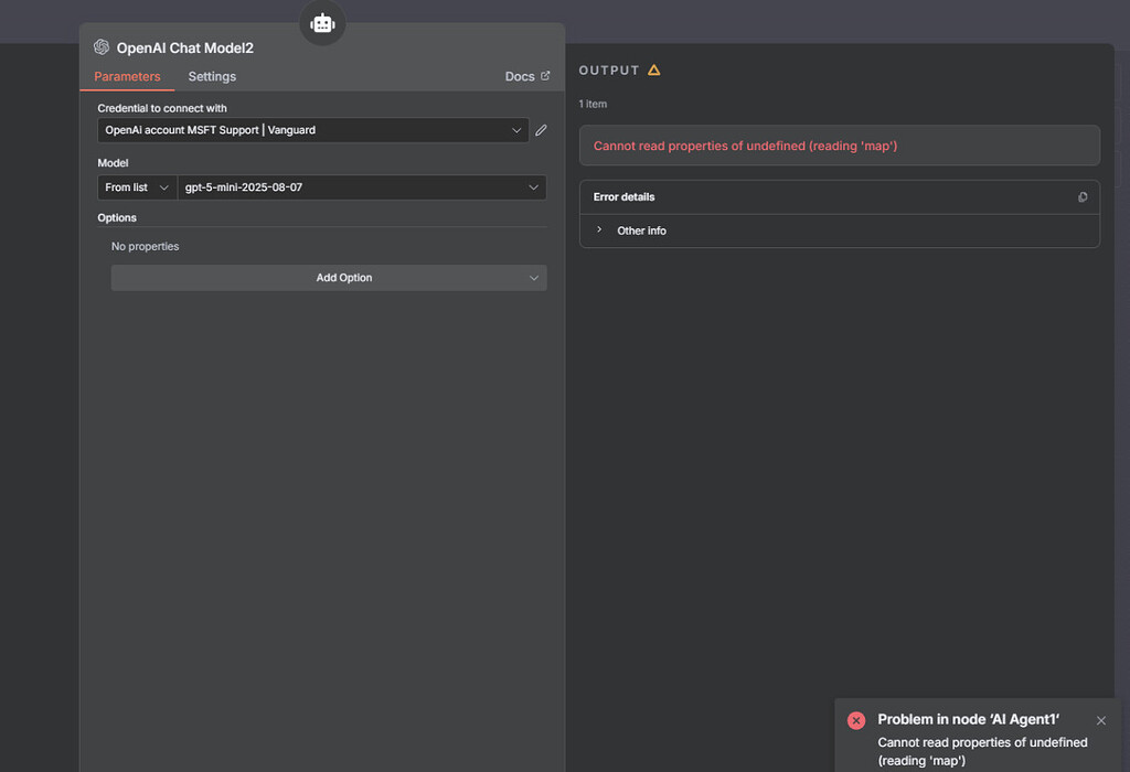Help Open AI node not working - Questions - n8n Community